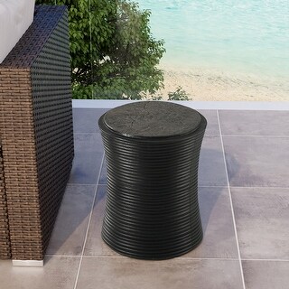 COSIEST Outdoor Lightweight Outdoor Black Accent Table with Rotund Base ...
