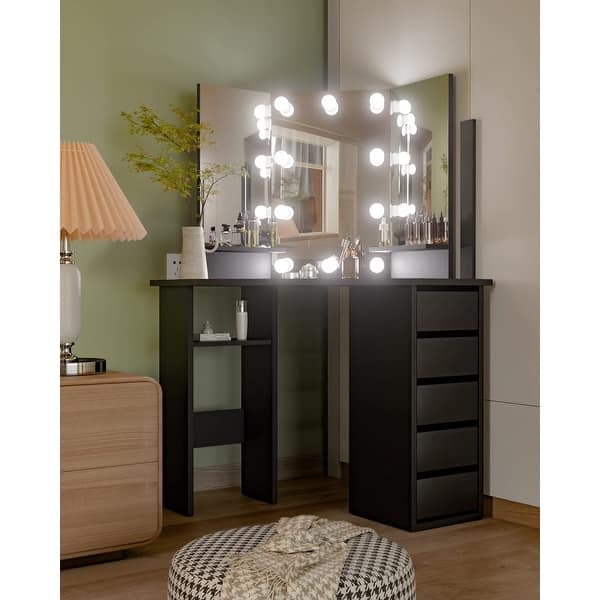 corner vanity table black