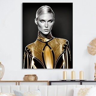 Designart "High Fashion Model Sketch In Gold III" Fashion Woman Metal ...