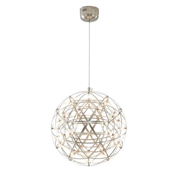 42 Light Round Satin Nickel Metal Frame LED Ceiling Fixture - Bed Bath ...