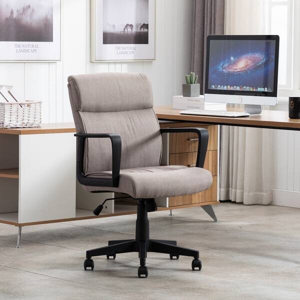 Office Chair Spring Cushion Mid Back 360 Swivel Chair - Overstock ...