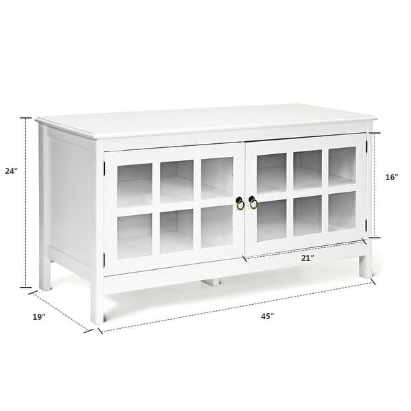 50" TV Stand Modern Wood Storage Console with 2 Doors-White - 45" x 19 ...
