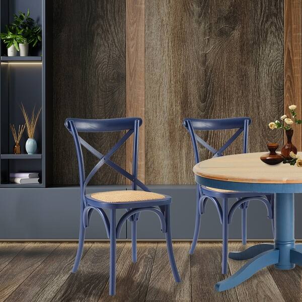Winston Country Style Cross Back Blue Dining Chair - Bed Bath & Beyond ...