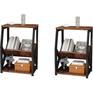 Side Table with Magazine Holder Regal End Table, Nightstand Side Table ...