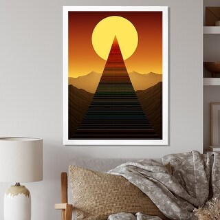 Designart "Full Moon Pyramid Retro Illustration" Transitional Framed ...