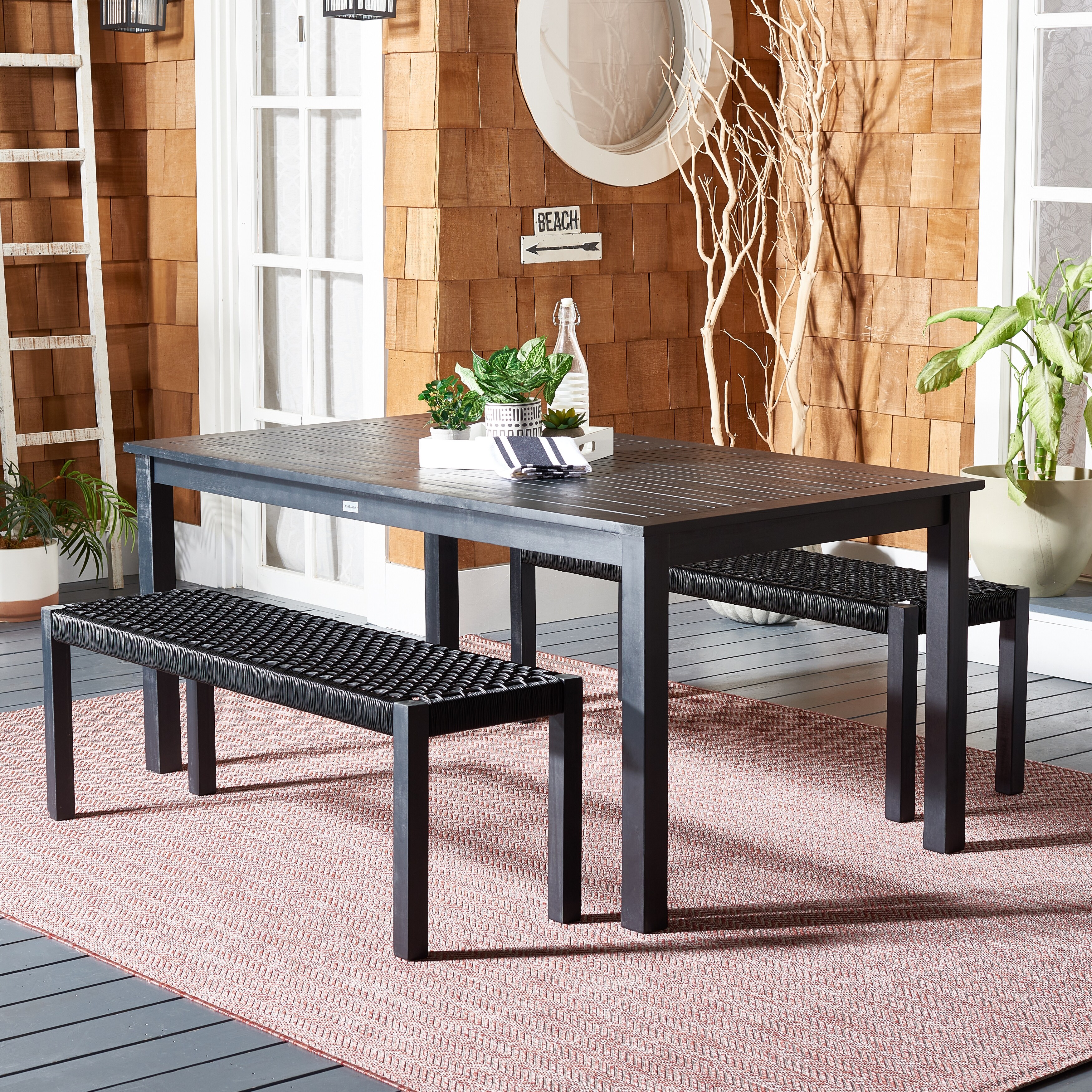 SAFAVIEH Akmaral Table 2 Bench Dining Set 35Wx50Dx29H Bed Bath Beyond 40547124