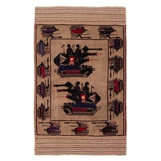 ECARPETGALLERY Hand-knotted Rare War Taupe Wool Rug - 3'0 x 4'11 - Bed ...