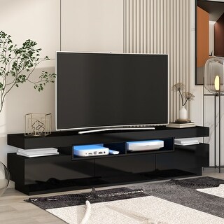 Modern LED TV Stand for 75 Inch TV, Entertainment Center w/Storage ...