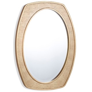 Harp & Finial Reitz - Oval Wall Mirror - Faux Crocodile, Satin Gold ...