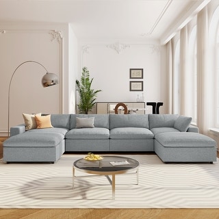 Large Modular Sectional Sofa with Ottomans, Down Filled Cushions ...