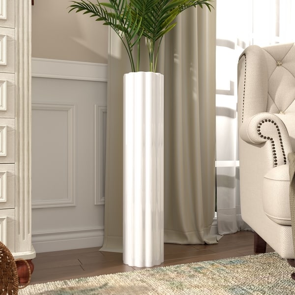 Modern White Handmade Tall Ceramic Floor Vase - On Sale - Bed Bath ...