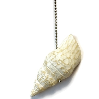 Coastal Whitewashed Turban Sea Shell Ceiling Fan Pull Carved Wood - Bed ...