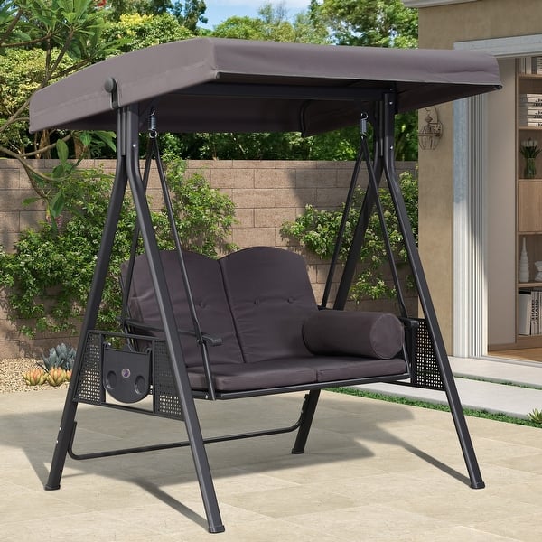 PURPLE LEAF 2-seat Outdoor Porch Swing with Adjustable Tilt Canopy ...