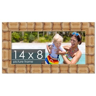 14x8 Bamboo Natural Complete Wood Picture Frame with UV Acrylic, Foam ...