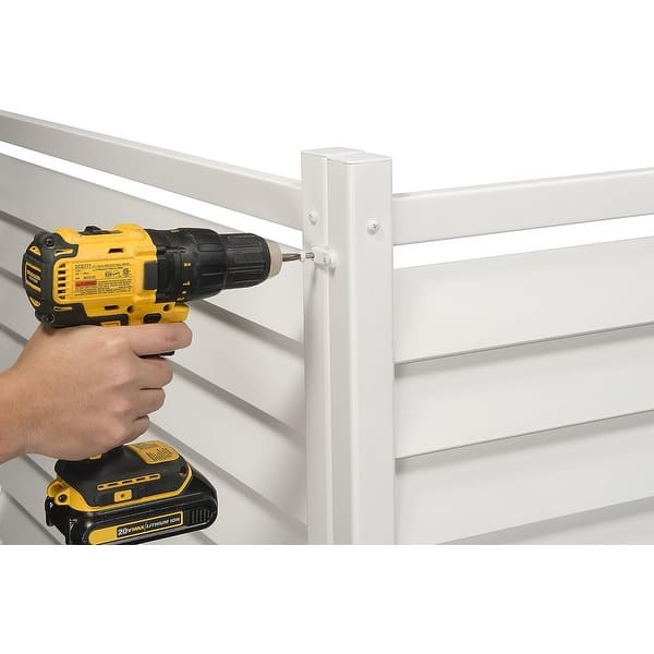 Outdoor Privacy Fence Panel Screen No Dig Vinyl Louvered Kit (2-Pack ...