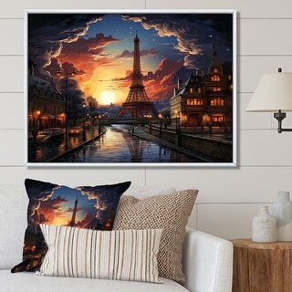 Designart "Futuristic Paris Eiffel Tower Scenery III" France Framed ...