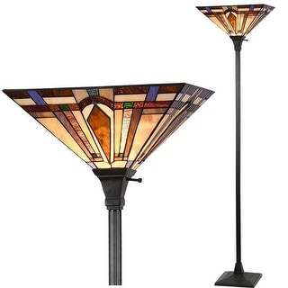 Tiffany Mission Style Torchiere Floor Lamps 69" Tall Pole Vintage - 12 ...