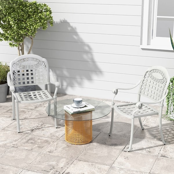 Gymax 4 Pieces Cast aluminum patio chair bistro dining chair outdoor ...