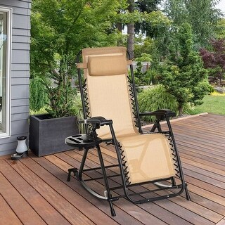 Outdoor Rocking Chairs, Foldable Reclining Zero Gravity Lounge Rocker ...