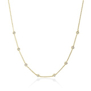 Joelle Diamond Station Halfway Necklace 14K Gold 0.60ct - Bed Bath ...