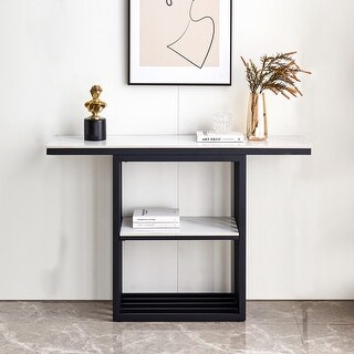 47.2" Black Console Table Living room Sofa Side Tables Entryway Table ...
