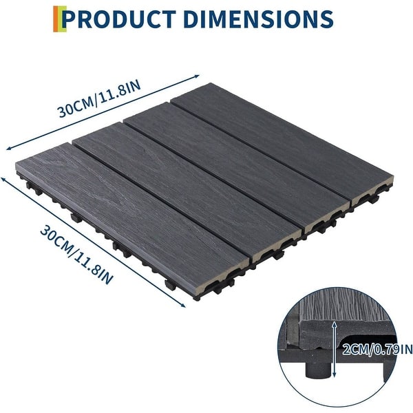 48-Pack All-Weather Plastic Wood-Grain 12"X12" Composite Interlock Deck ...