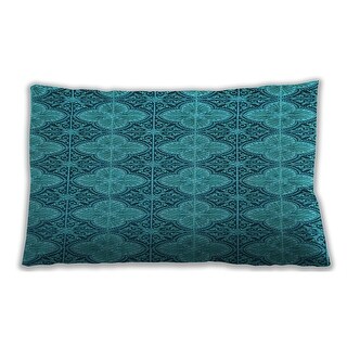 Ahgly Company Patterned Indoor-Outdoor Dark Cyan Green Lumbar Throw ...