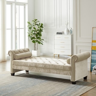 Rolled Arm Upholstered Bench with Pillows - Bed Bath & Beyond - 39294235