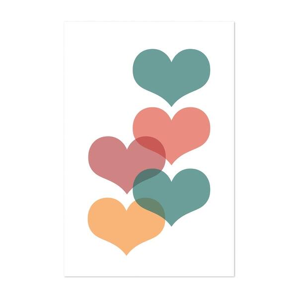 Mid Century Modern Hearts in Red and Green Digital Art Print/Poster ...