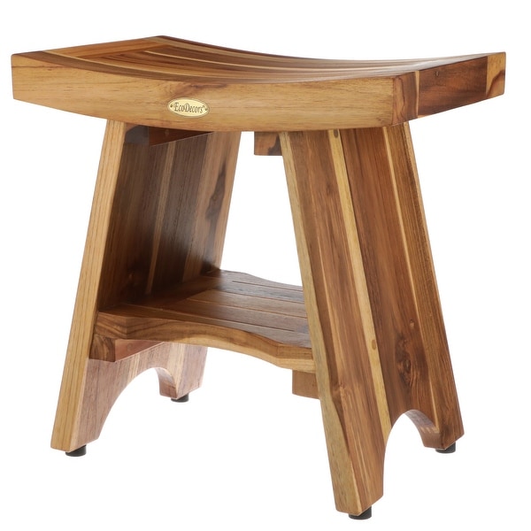 Nordic Style Natural Teak Spa Bench with Shelf 35undefined - Beige - On ...
