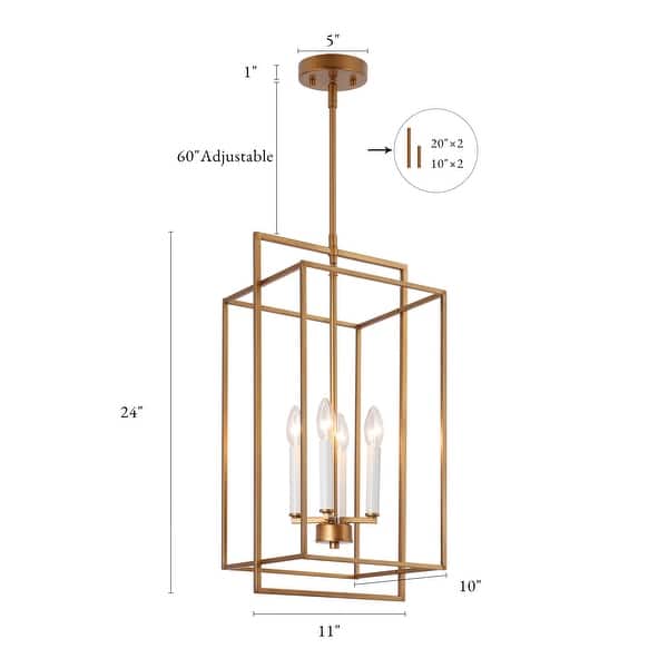 Modern Gold 4-Light Geometric Rustic Metal Lantern Chandelier - L11.2 ...