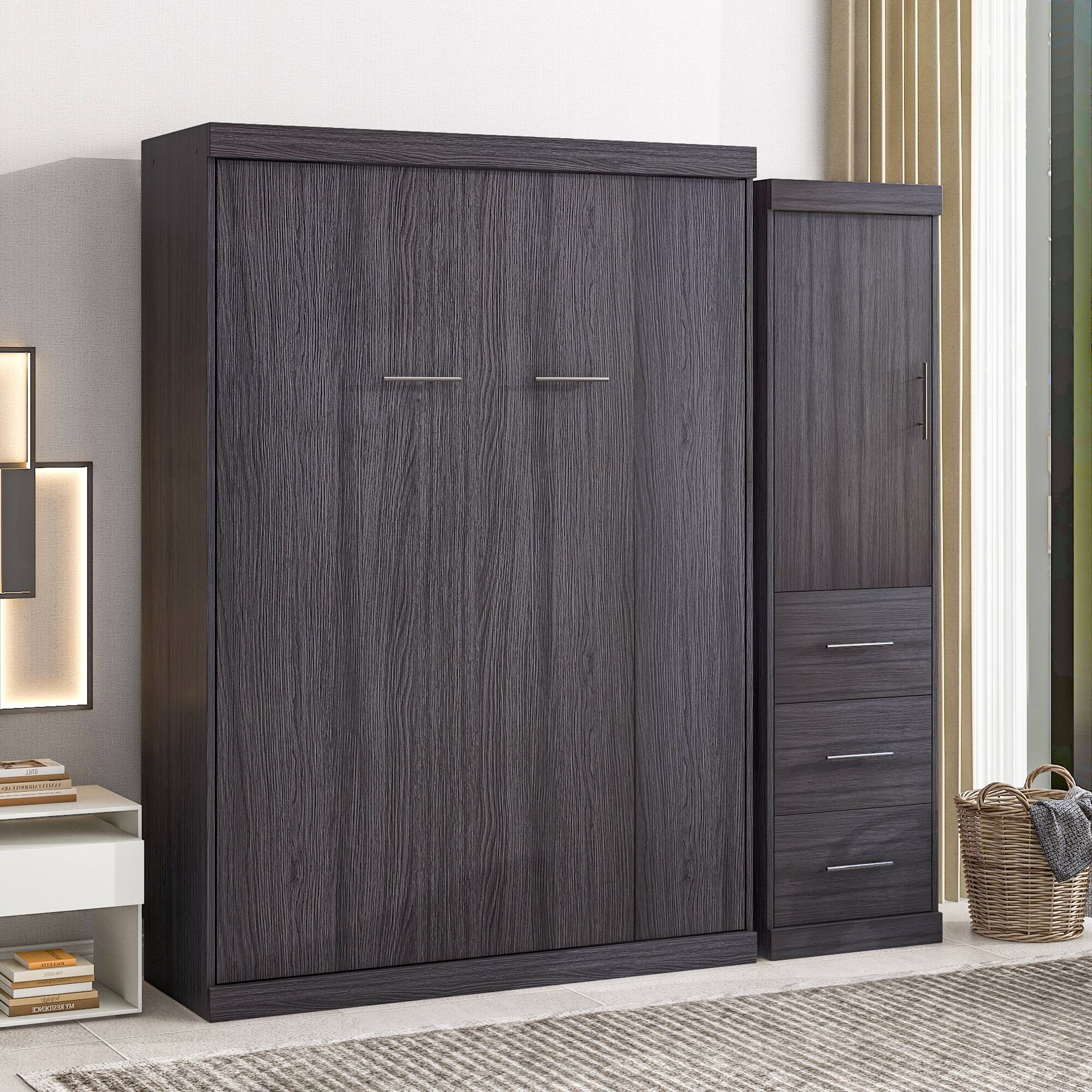 Full Size Murphy Bed With Wardrobe And Drawers Storage Bed Can Be