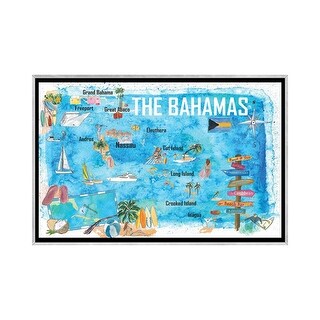 iCanvas "The Bahamas Illustrated Map with Main Roads Landmarks and ...