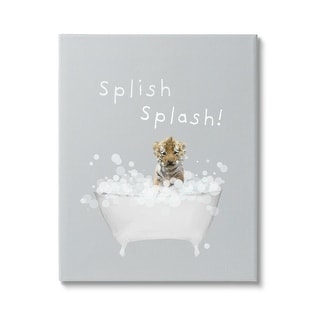 Stupell Splish Splash Baby Tiger Canvas Wall Art Design by Leah ...