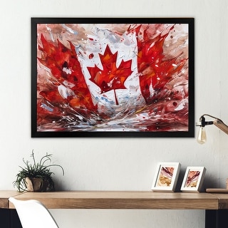 Designart "Waving Canadian Flag" Flag Framed Wall Art For Living Room ...