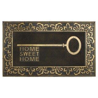RugSmith Black, Gold Moulded Home Sweet Home Key Rubber Doormat, 18" x ...