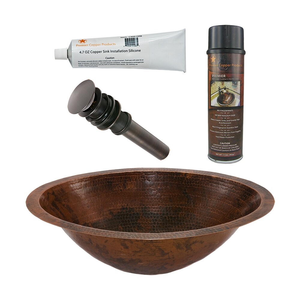 17" Large Round Vessel Hammered Copper Sink (VR17BDB) - Bed Bath ...