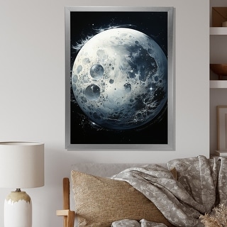 Designart "Blue Planet Moon Luminous" Moon Framed Canvas Art Print ...