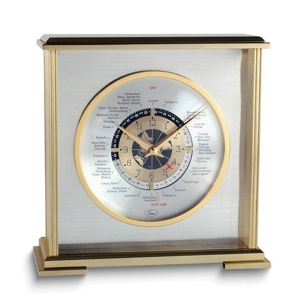 Curata Aviator Gold-Tone World Time Clock with Engraving Plate - Bed ...
