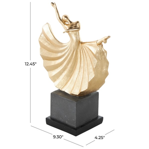 Gold Polystone Dancer Decorative Sculpture with Black Square Base - Bed ...