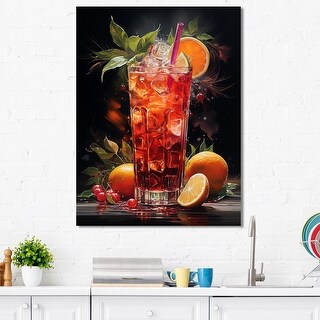 Designart "Cuba Libre Carnival Glass Glass I" Cocktails Wall Art - Bed ...
