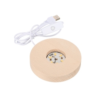 LED Wooden Ball Stand Holders Displays Base 8x2cm Warm Light Round ...