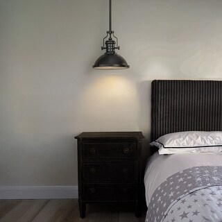 1-Light 13" Modern Industrial Matte Black Single Dome Pendant Light for ...