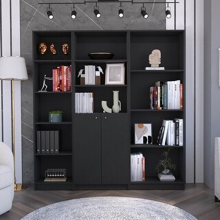 3 Piece Bookcases Living Room Set with Open Shelving and Concealed ...