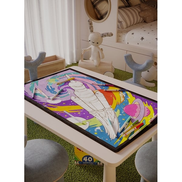 Space Art Kid Coloring Poster Rug Washable Marker Placemat Science ...