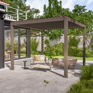 LIVOOSUN Double-layer Louvered Pergola with Double Aluminum Louvers and ...