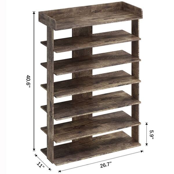 Large 6 Tiers Wooden Shoes Racks,Vertical Shoe Rack for Entryway,Shoes ...