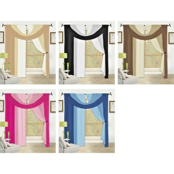 Bella 4 Pc Window in a Bag Set, Complete Curtain Drape Valance Window Treatment - Bed Bath ...