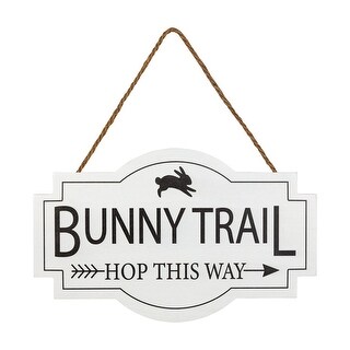 Easter Bunny Trail Hop This Way Wooden Wall Plaque with Jute Rope - Bed ...