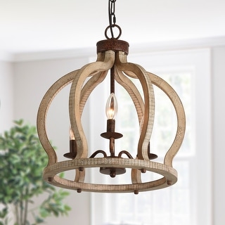 The Gray Barn Farmhouse 4-Light Chandelier Globe Wood Grain Candle ...
